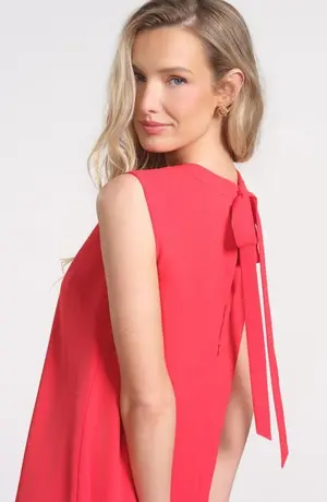 ISAAC MIZRAHI NEW YORK Sleeveless A-line Dress With High Neckline And Tie Detail
