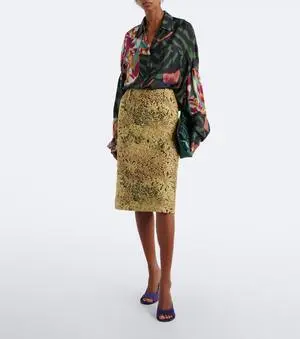 Dries Van Noten Floral Jacquard Midi Skirt