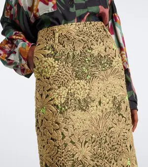 Dries Van Noten Floral Jacquard Midi Skirt