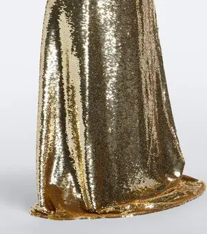 Monique Lhuillier Sequined Embellished Gathered Gown