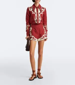 ALEMAIS Alémais Duke Embroide Wool-blend Shorts