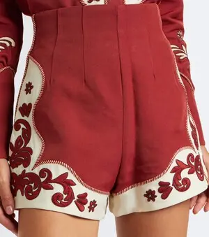 ALEMAIS Alémais Duke Embroide Wool-blend Shorts