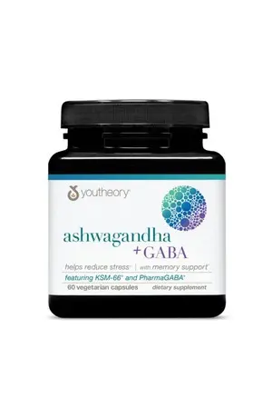 YOUTHEORY Ashwagandha Gaba Organic Stress Relief Mood Support Supplement 60 Veg Capsules - None