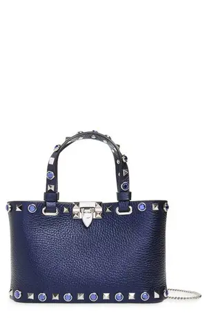 Valentino Garavani Rockstud Mini Leather Bag - Navy