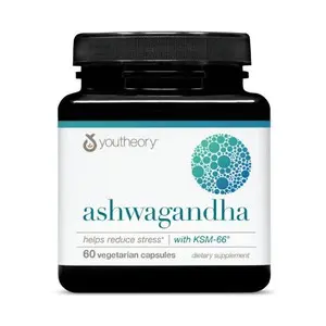 YOUTHEORY Ashwagandha Stress Relief Adaptogenic Supplement Capsules 60 Count - None