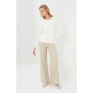 Anatomie Kris Double Collared Rib Pointelle Texture Sweater - Ivory