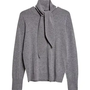Marella Wool & Cashmere Scarf Neck Sweater - Medium Grey
