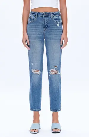 BAYEAS High Waist Ripped Straight Leg Jeans