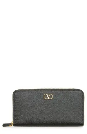 Valentino Garavani Vlogo Signature Zip Around Continental Wallet - Black