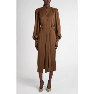 Valentino Garavani Mossi Jacquard Silk Midi Dress - Brown