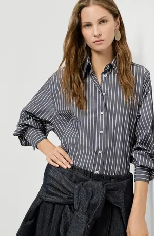 Brunello Cucinelli Striped Cotton Poplin Shirt