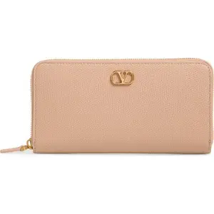 Valentino Garavani Vlogo Zip Around Leather Continental Wallet - Rose
