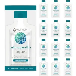 YOUTHEORY Ashwagandha Liquid Stress Relief Supplement Ksm-66 12 Packets - None