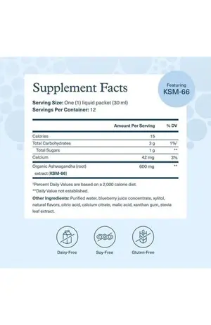 YOUTHEORY Ashwagandha Liquid Stress Relief Supplement Ksm-66 12 Packets