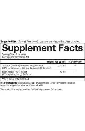 YOUTHEORY Extra Strength Turmeric Curcumin Supplement 1000 Mg 180 Vegetarian Capsules
