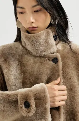 Brunello Cucinelli Shearling Coat With Belt And Monili