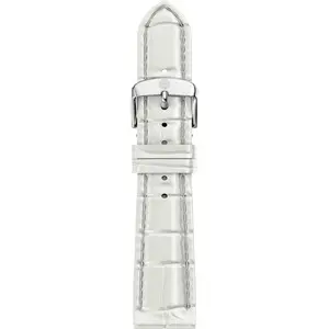 Michele Croc Embossed Leather Watchband - White