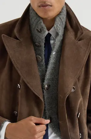 Brunello Cucinelli Suede Pea Coat