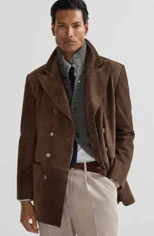 Brunello Cucinelli Suede Pea Coat