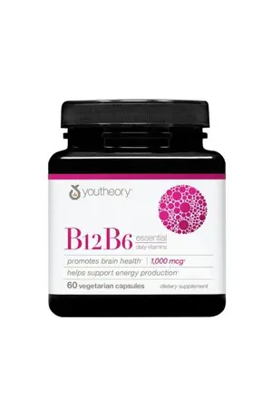 YOUTHEORY Vegan B12 And B6 Brain Health Energy Support Supplement 60 Vegetarian Capsules - None