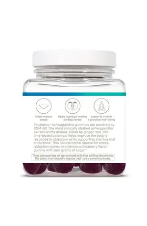 YOUTHEORY Ashwagandha Organic Stress Energy Support Gummies 60ct