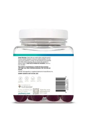 YOUTHEORY Ashwagandha Organic Stress Energy Support Gummies 60ct