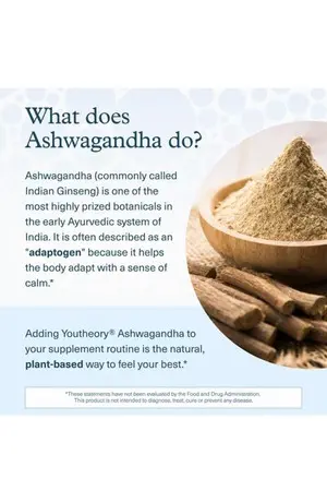 YOUTHEORY Ashwagandha 1000 Mg Stress Support Supplement 90 Vegetarian Capsules