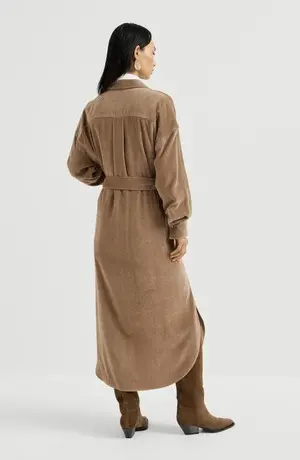 Brunello Cucinelli Fluid Corduroy Shirt Dress - Cappuccino