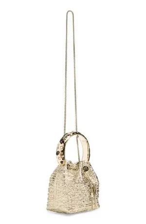 JIMMY CHOO Bon Bon Puckered Metallic Jacquard Top Handle Bag
