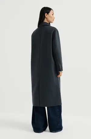 Brunello Cucinelli Hand-crafted Cashmere Beaver Double Cloth Coat With Monili Embellishment