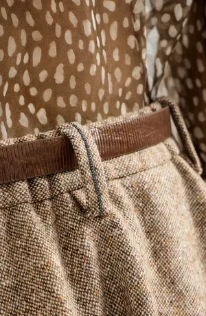 Brunello Cucinelli Virgin Wool Donegal Mini Circle Skirt With Monili