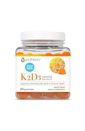 YOUTHEORY K2d3 Bone Heart Health Support Vegetarian Gummies 60 Vegetarian Gummies - None