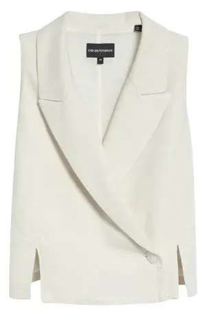 Emporio Armani Peak Lapel Metallic Vest - Ivory