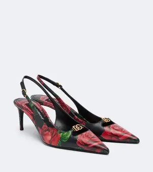 Dolce & Gabbana Dg Floral Leather Slingback Pumps - Multicoloured