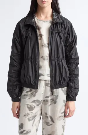 Emporio Armani Gathered Zip Windbreaker - Solid Black