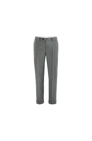 Brunello Cucinelli Virgin Wool Flannel Trousers - Medium Grey