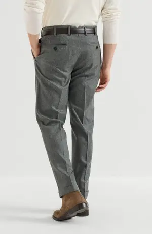 Brunello Cucinelli Virgin Wool Flannel Trousers - Medium Grey