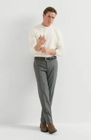 Brunello Cucinelli Virgin Wool Flannel Trousers - Medium Grey