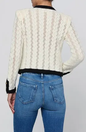 L'Agence Zephyra Pointelle Open Front Cardigan