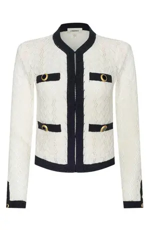 L'Agence Zephyra Pointelle Open Front Cardigan
