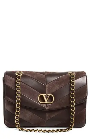 Valentino Garavani Djuna Medium Leather Shoulder Bag - Brown