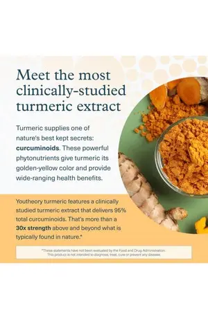 YOUTHEORY Turmeric Extra Strength Curcumin Supplement 120 Count