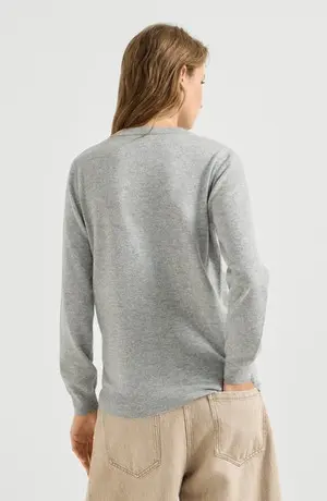 Brunello Cucinelli Cashmere Sweater With Monili Decoration - Pebble