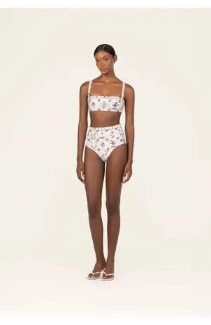 Agua Bendita Nopal Arena High Waisted Bikini Bottom With Ruffle Detail