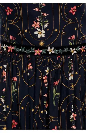 Agua Bendita Strapless Floral Embroidered Maxi Dress