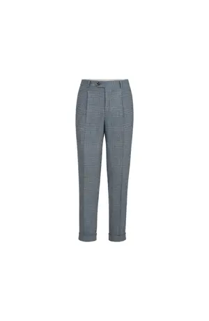 Brunello Cucinelli Wool And Cashmere Prince Of Wales Flannel Trousers - Cerulean