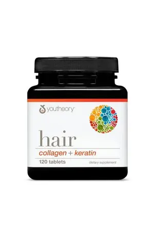 YOUTHEORY Hair Collagen Keratin Strength Support Supplement Tablets 120 Tablets - None