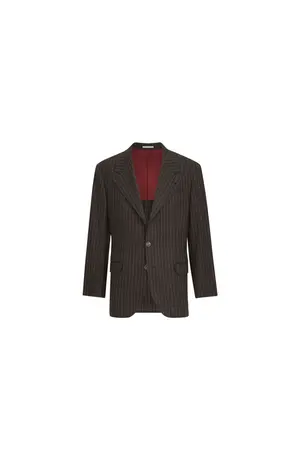 Brunello Cucinelli Virgin Wool And Cashmere Chalk Stripe Flannel Tailor Blazer