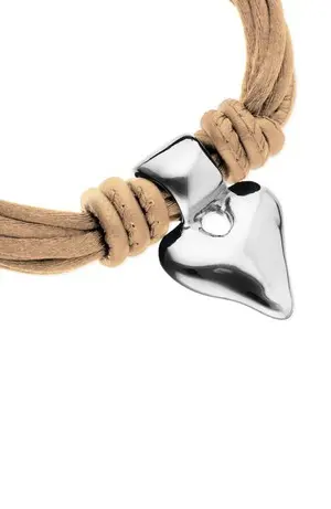UNODE50 Silk-effect Thread Blend Bracelet With Leather And Heart Detail