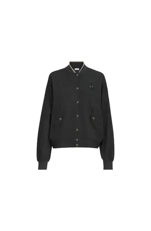 Brunello Cucinelli Cashmere Interlock Bomber-style Sweatshirt With Logo